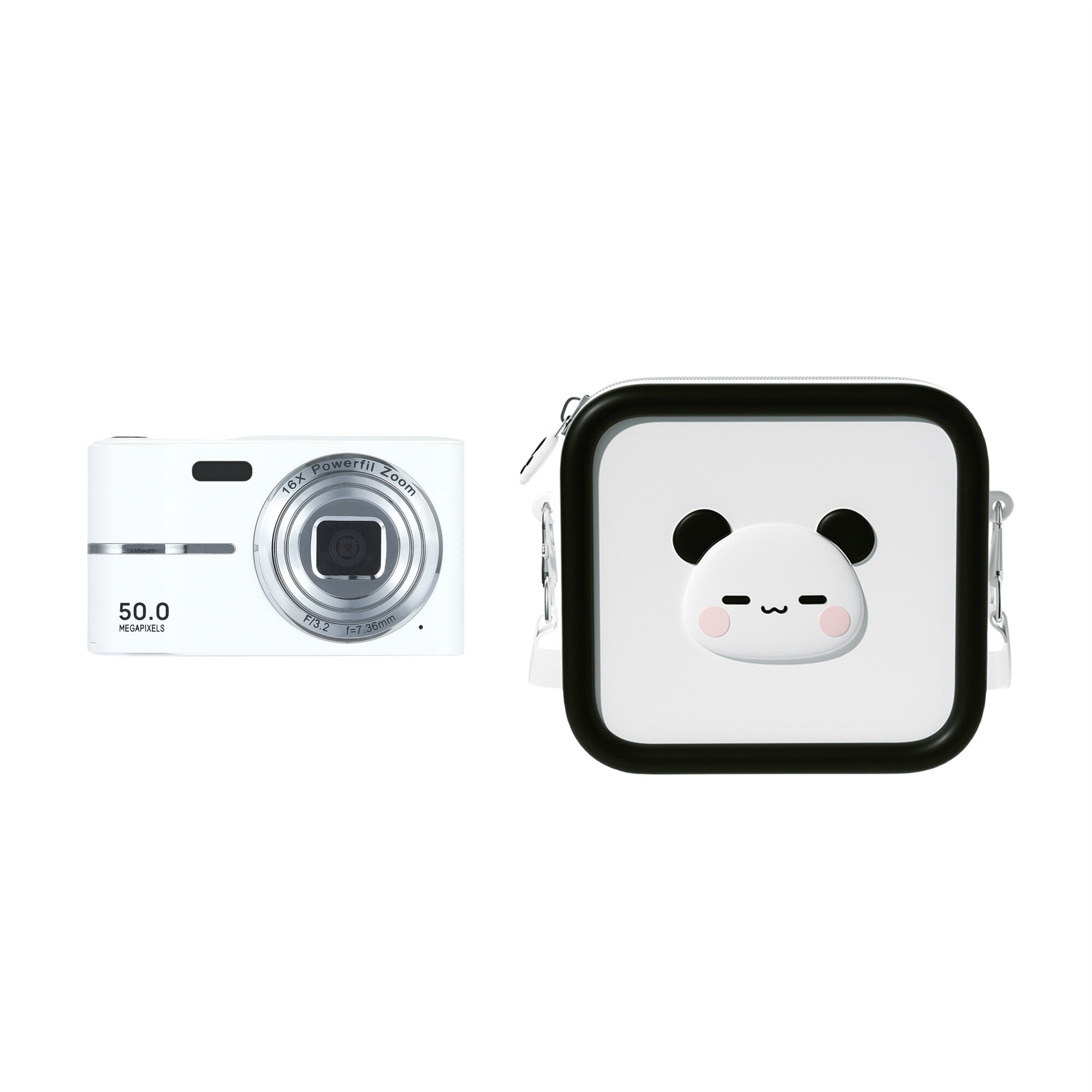 Цифровая камера Shinco белая, с сумкой для камеры panda, 32G