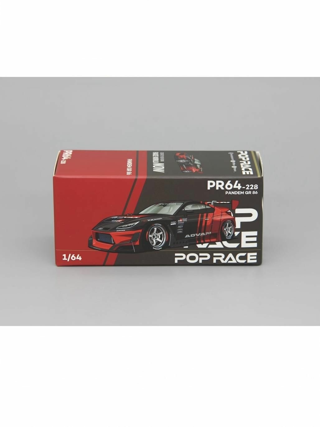 Машинка POP RACE 1/64 Toyota ZD GR86 hardtop Advan Rocket Rabbit Black Die-cast Alloy Car Model Collection Toy Gift