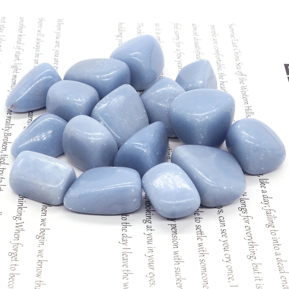 Кристаллы синего ангелита и целебные камни для аквариума 1000g