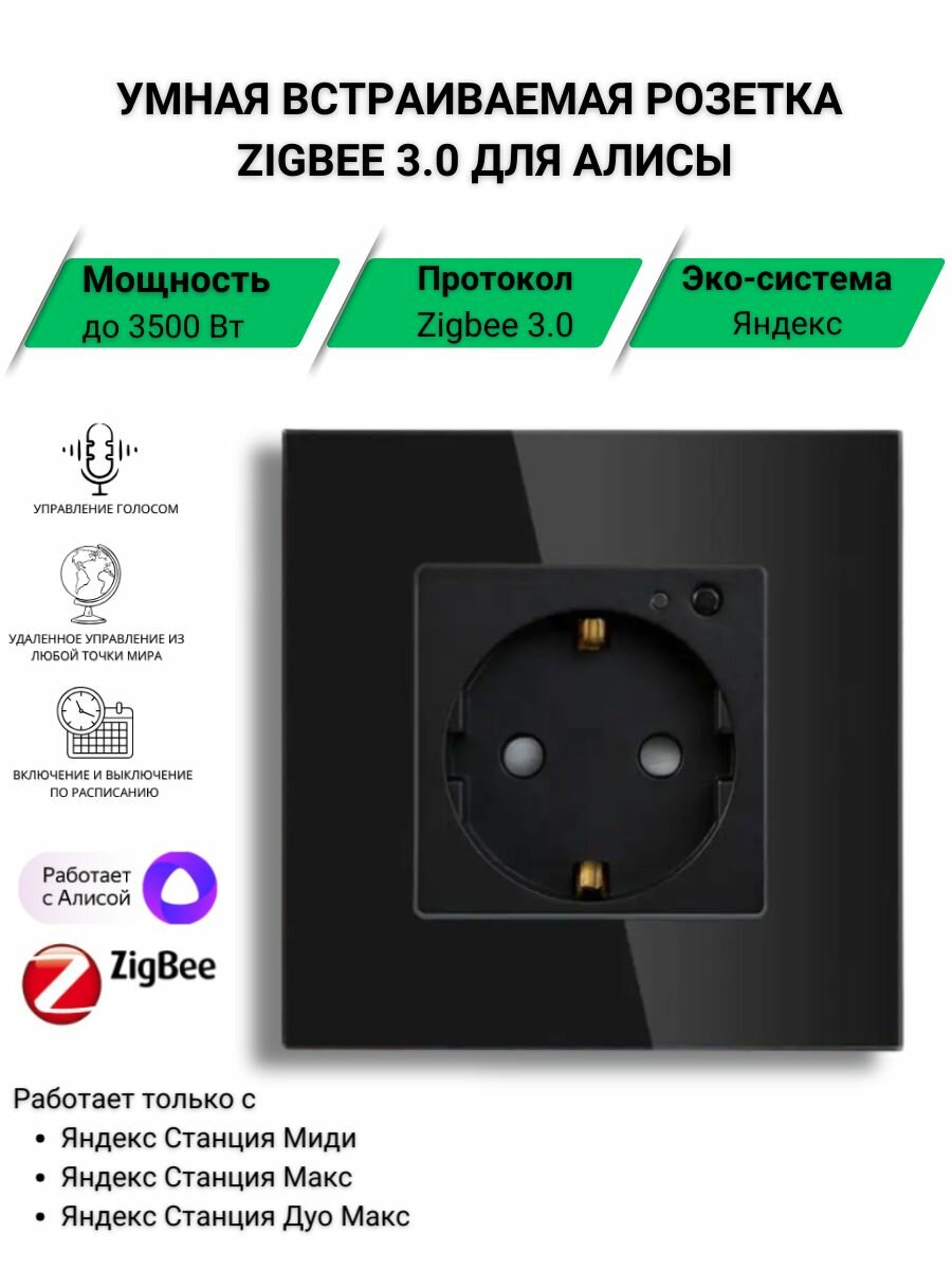 Умная встраиваемая розетка Zigbee 3.0 для алисы