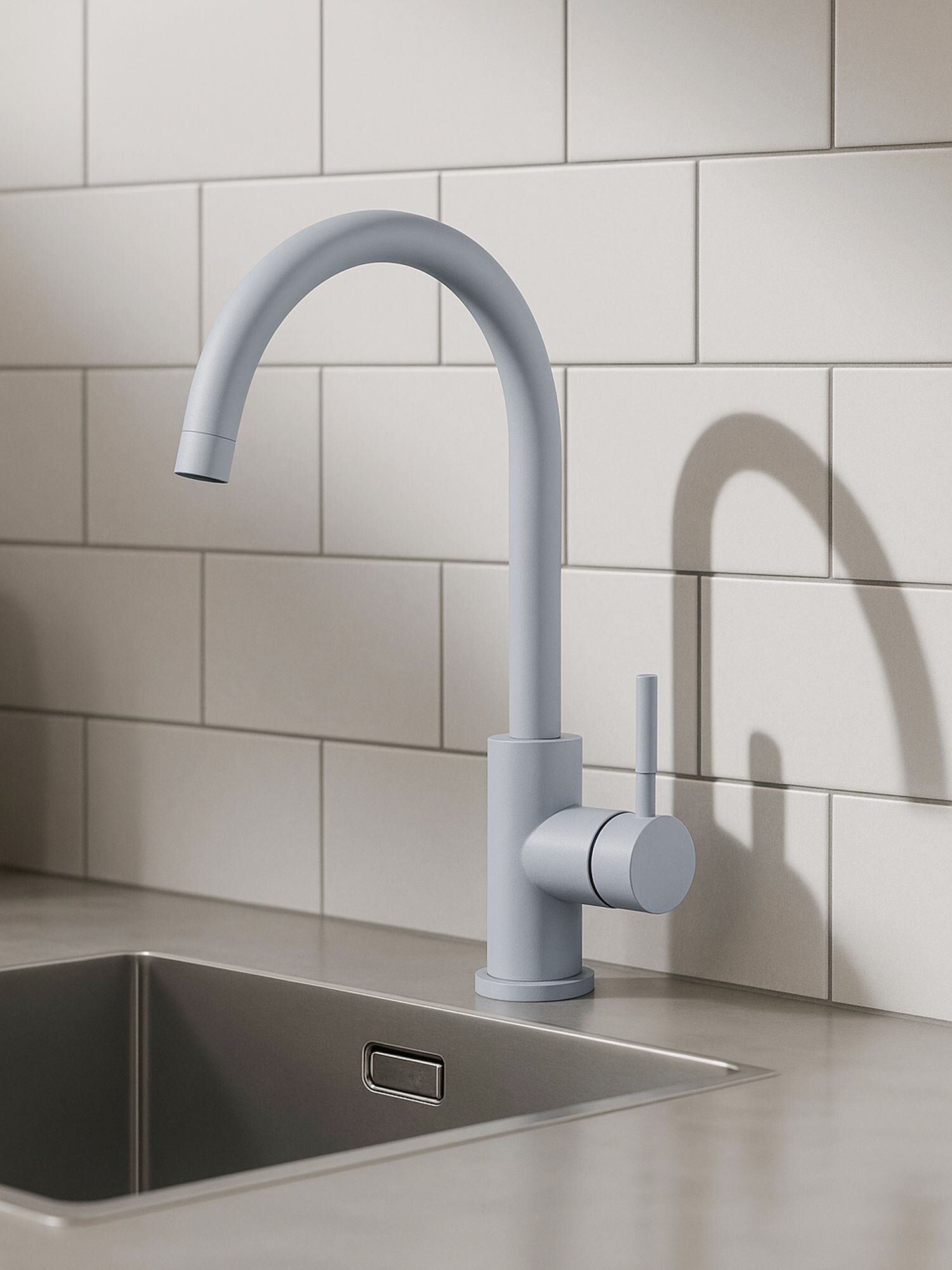 Смеситель на кухню, для мойки серый кухонный Две Воды