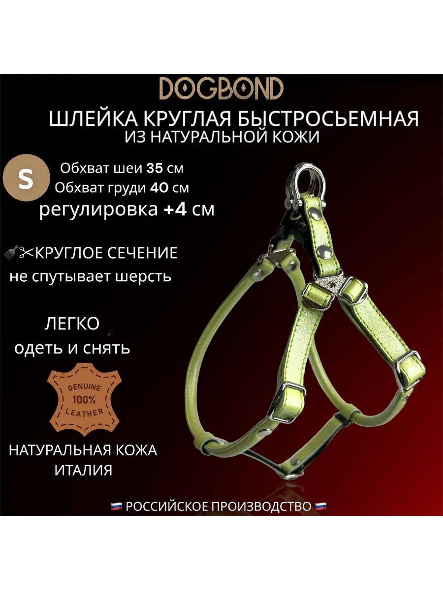 Шлейка Dogbond для шпица круглая из кожи быстросъемная