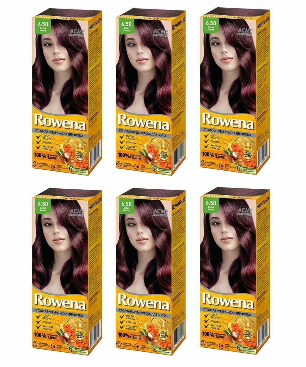 Acme cosmetics Краска для волос, Rowena, тон 6.5, Дикая вишня, 6 шт