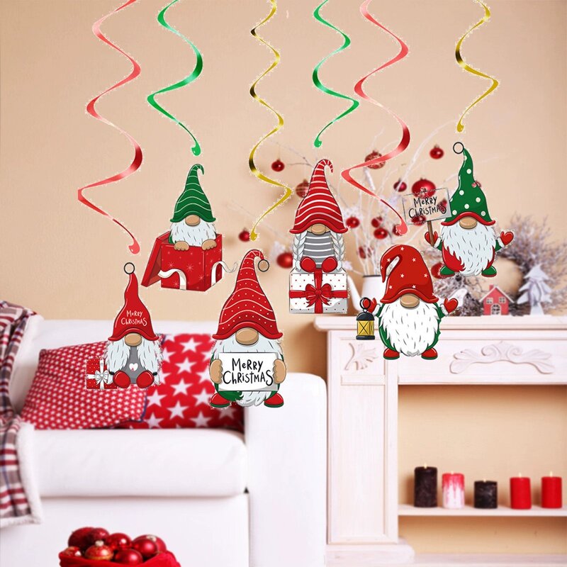 Новогодние подвесные украшения из ПВХ: спиральные композиции для потолка, подвесные фигурки Деда Мороза и Снеговика 02