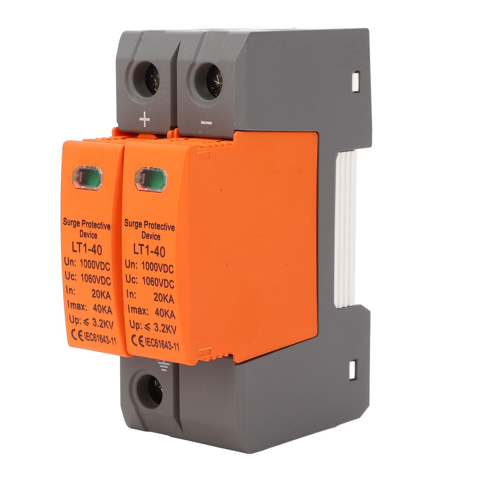 Устройство защиты от перенапряжения постоянного тока для фотоэлектрических систем, корпус из ПК, 2P 40KA, устройство защиты от перенапряжения 1000 В постоянного тока