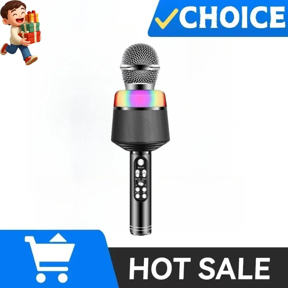 Беспроводной Bluetooth-микрофон Для Караоке С RGB-подсветкой И Эффектом Изменения Голоса Для Детей И Взрослых