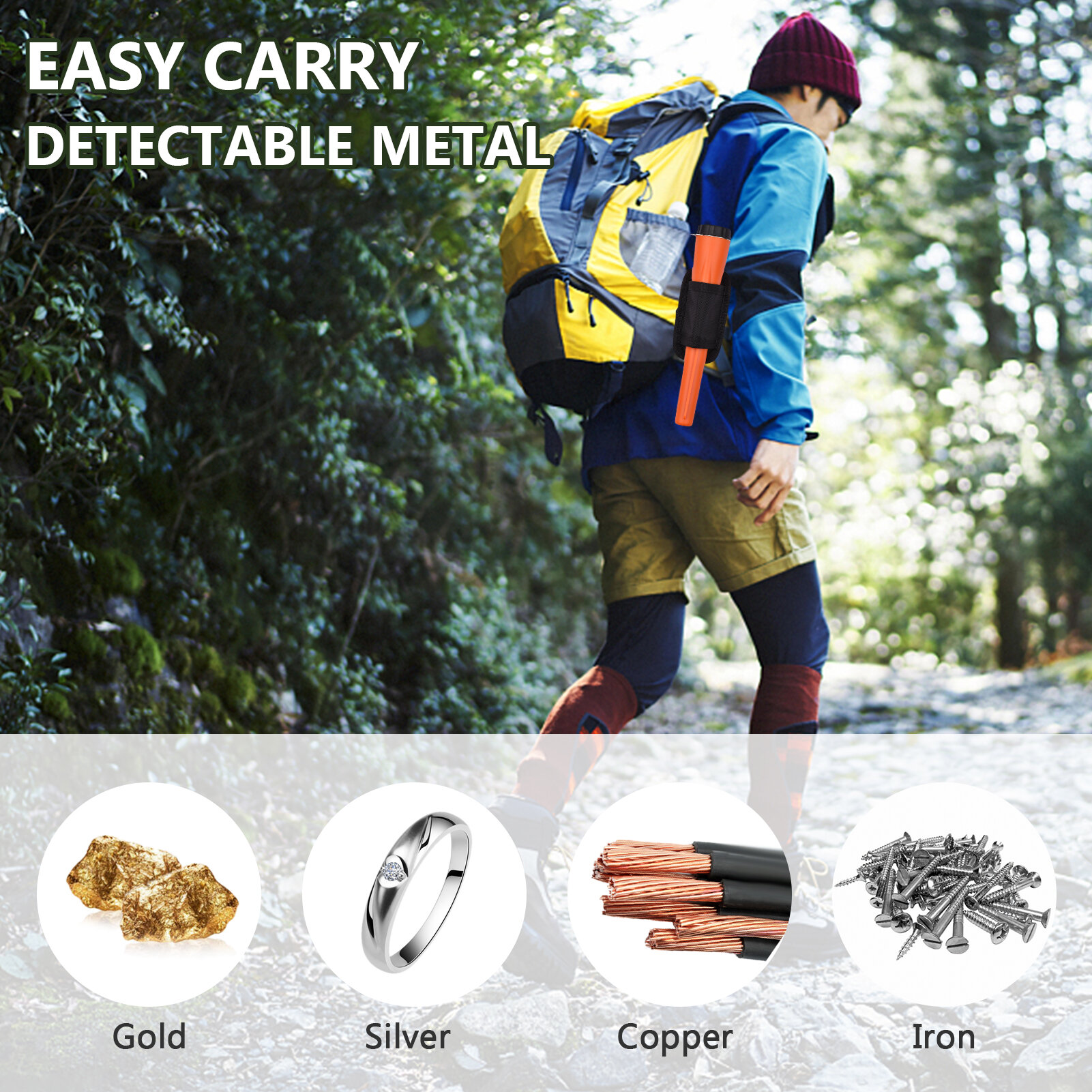 Водонепроницаемый пинпоинтер с вибрацией, 360 поиск