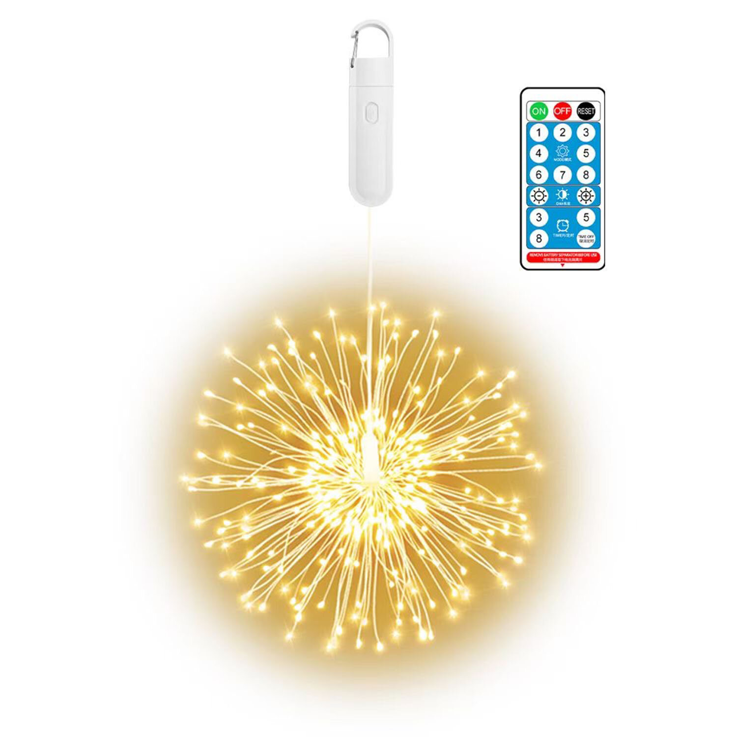 120 LED Светы Звездопад Шар, Фейерверк Светы, Сад, Патйо, Коридор, Рождественская Вечеринка Водонепроницаемый Люстра, Крючковый Зарядной Фейерверк Декор Для Дома (Теплый Белый) 1 Пакет