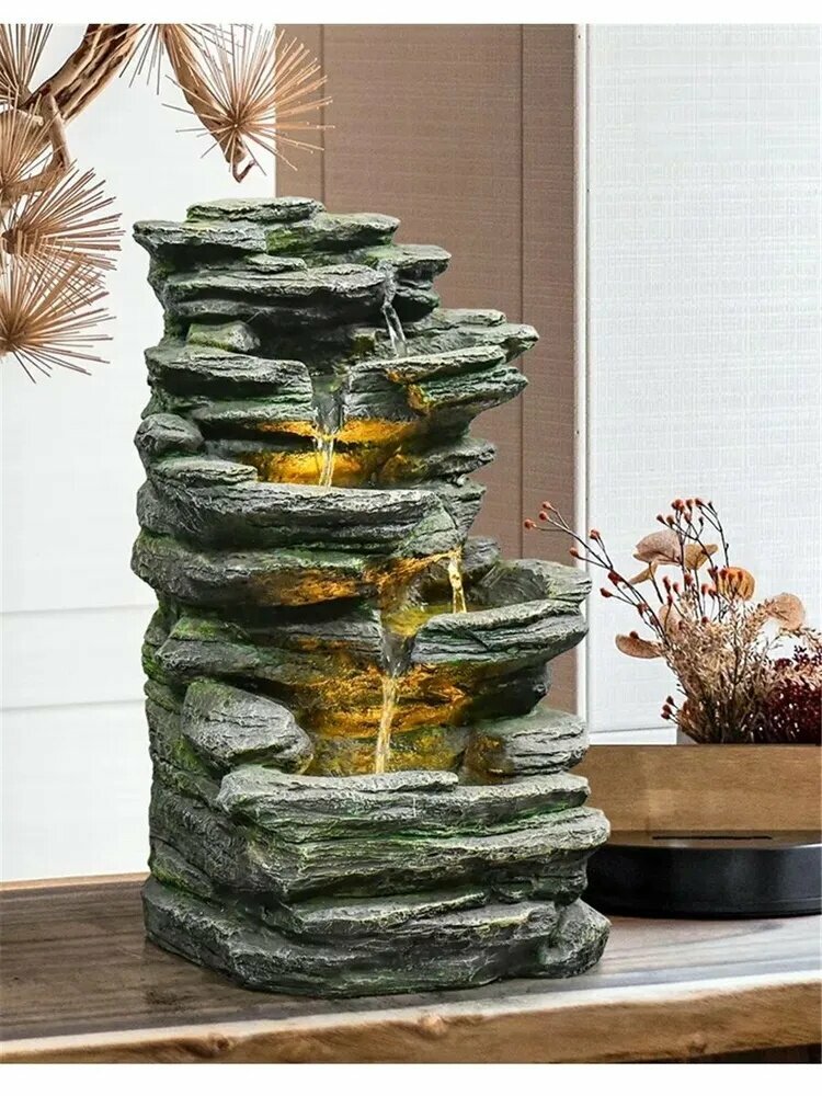 KNOW EASY-Фонтан садовый уличный Водопад 55,5 см / Фонтанчик для дома и сада декоративный настольный