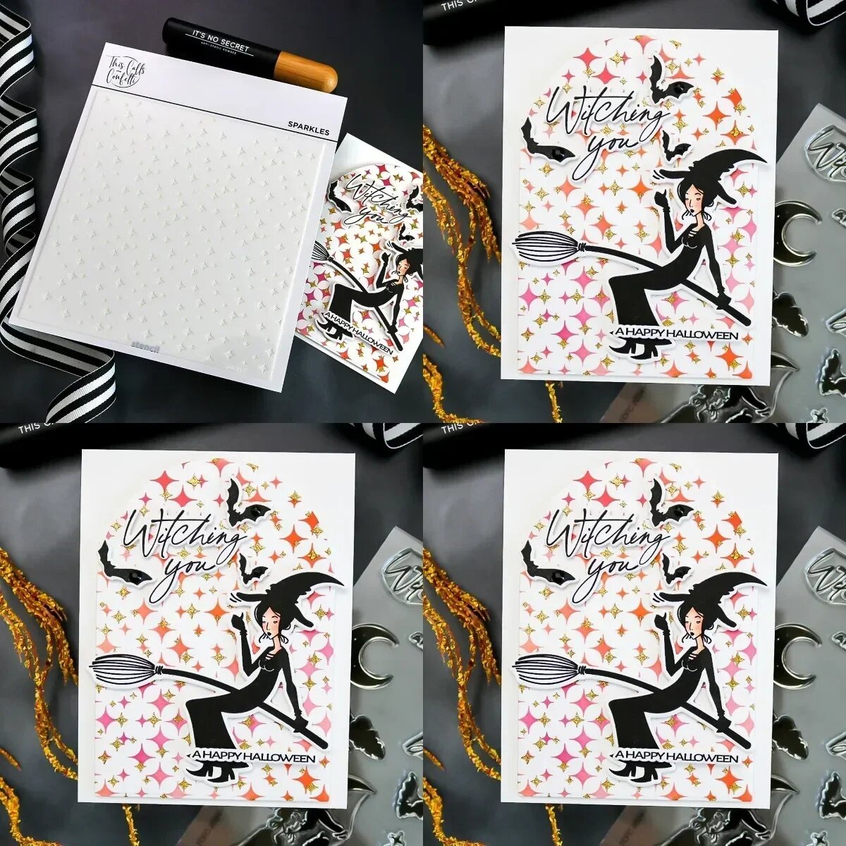 Трафареты для скрапбукинга "Ведьма на метле", черные, BB5917-stencil