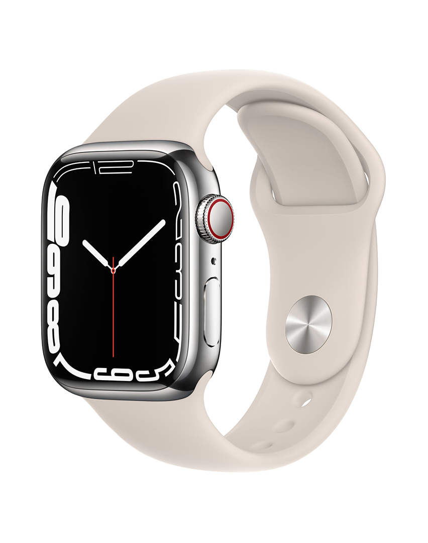 Apple Watch Series 7 41mm Silver Stainless Steel Case with Starlight Sport Band (уцененные)