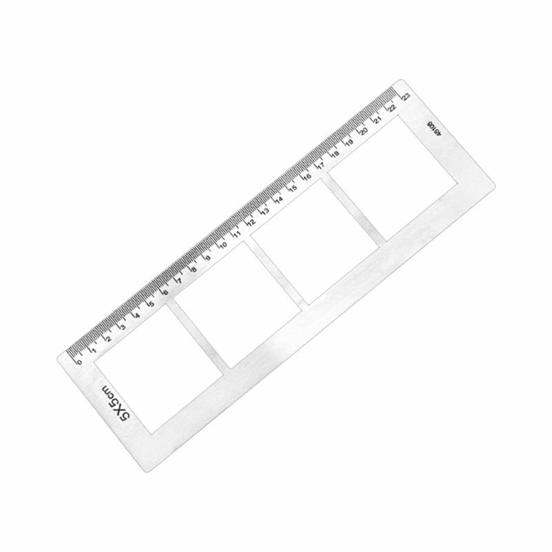 Квадратная линейка из нержавеющей стали-5x5 см с четырьмя сетками