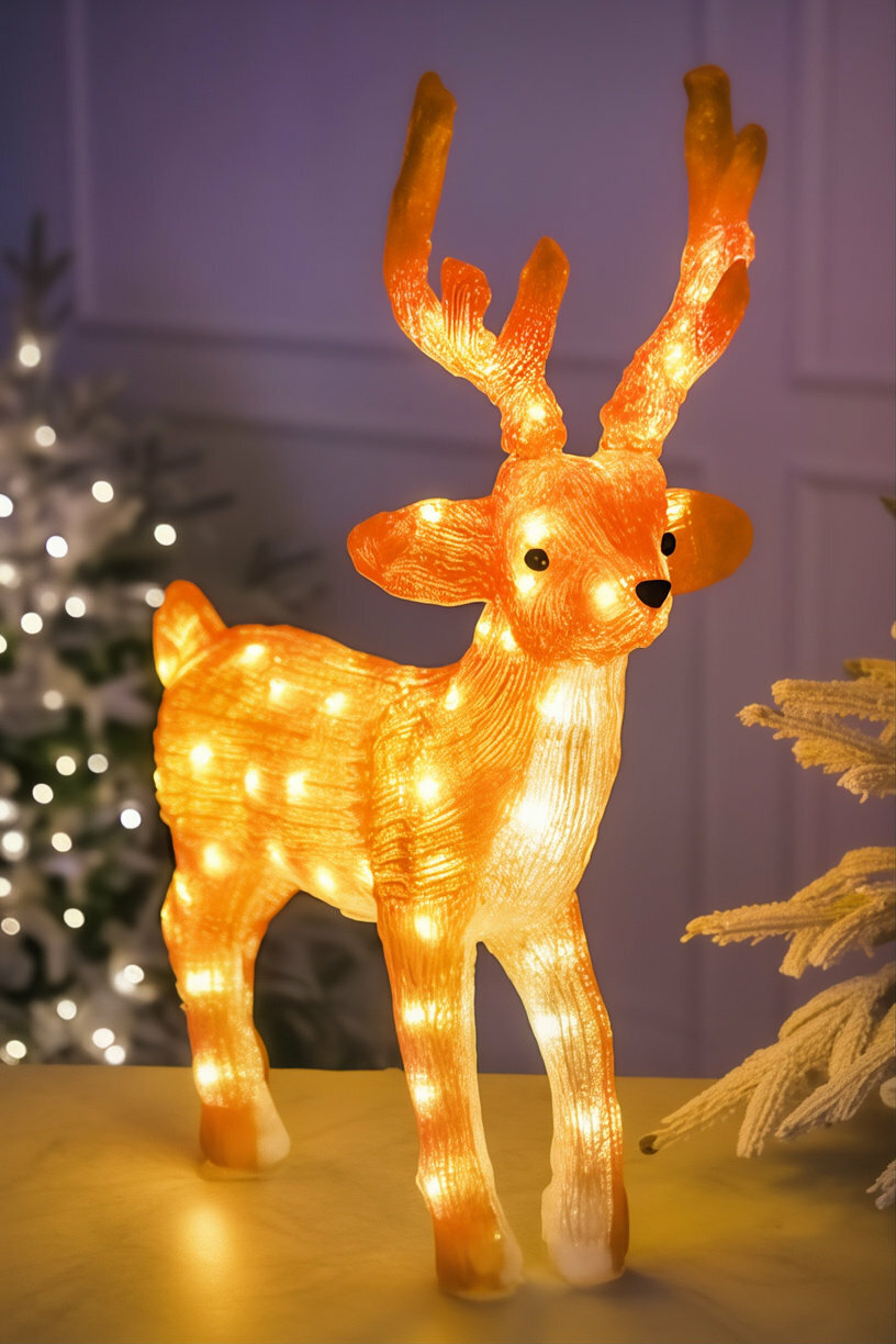 Декоративная светящаяся фигура оленёнок арси, акрил, 80 белых LED-огней, 63 см, уличный, Winter Deco 4060439