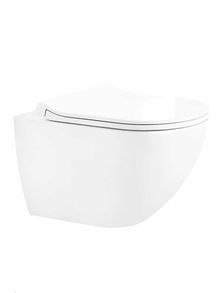 Унитаз подвесной Ceruttispa Amici Aria Tornado CT11388 с микролифтом, безободковый, овальный, без бачка, фарфоровый, антивсплеск, белый