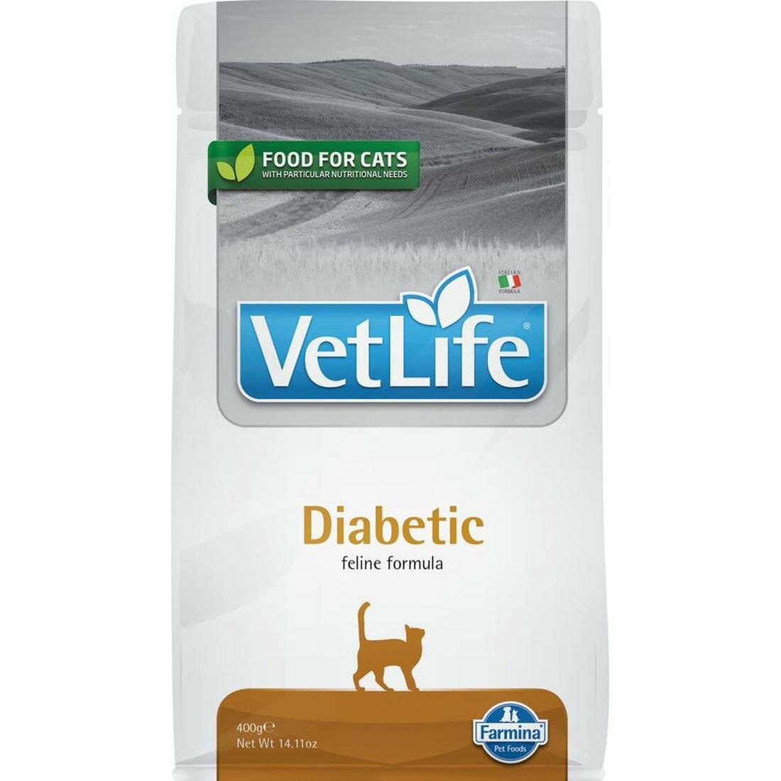 Farmina Vet Life Cat Diabetic ветеринарный сухой корм для взрослых кошек с заболеванием сахарного диабета 400 г