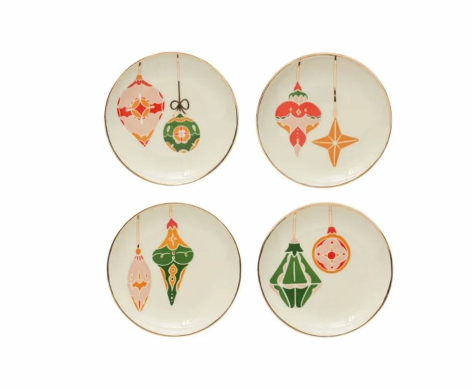 Комплект керамических новогодних тарелочек "Ornaments" 4 шт.