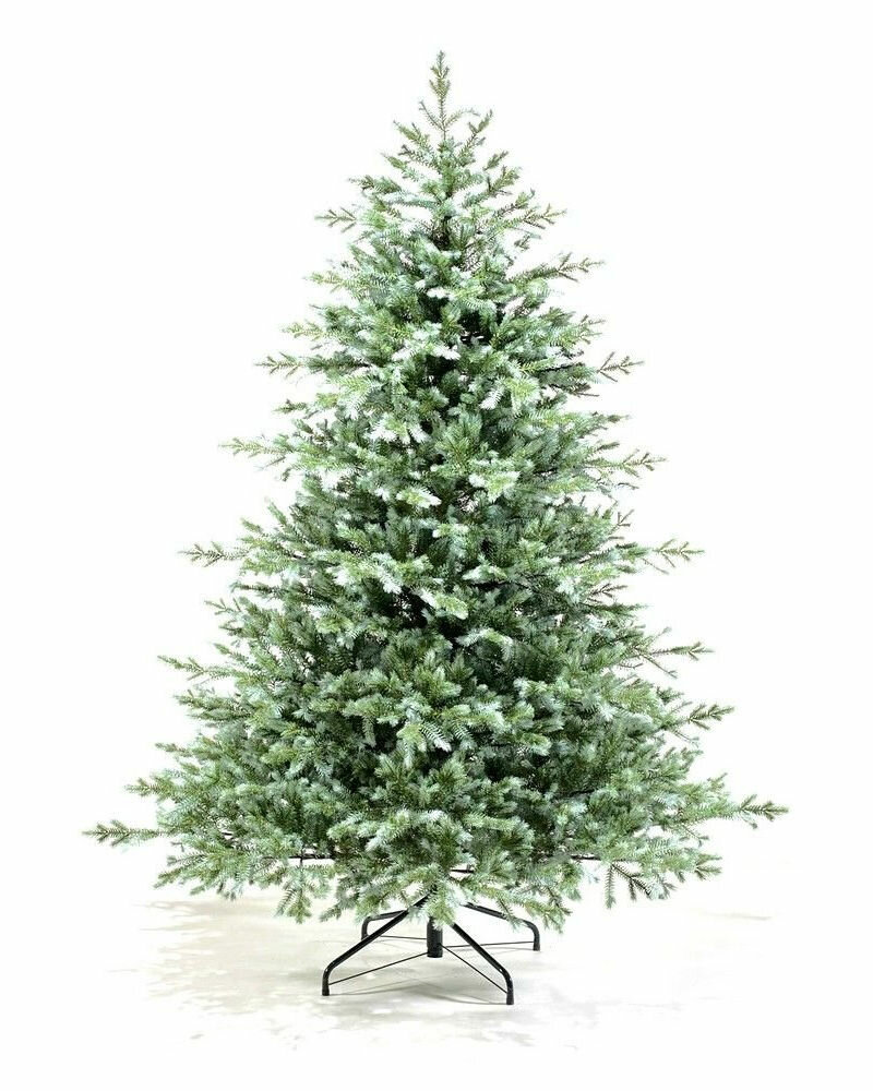 Искусственная ель камчатская премиум, 120 см, зелёная с инеем, хвоя 100% литая, царь елка КМЧ/ПР-120