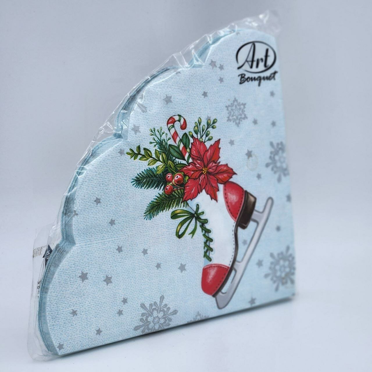 Салфетки Desna "Новогодние Коньки", бумажные, круглые, 32х32 см, 12 шт