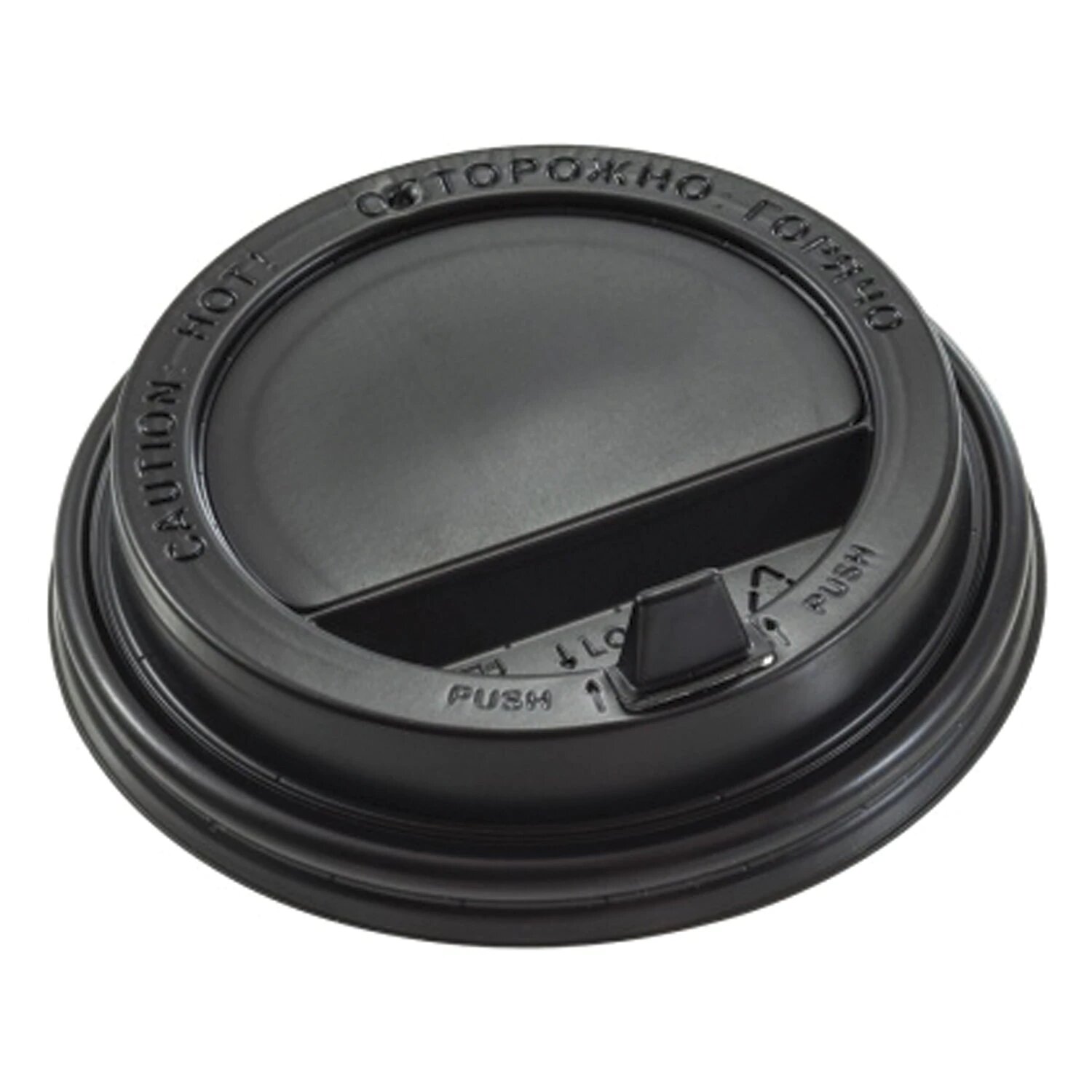 Одноразовые крышки для стакана 300 мл (d-90), комплект 100 шт, клапан-носик, черные, формация, CH-90FB-A