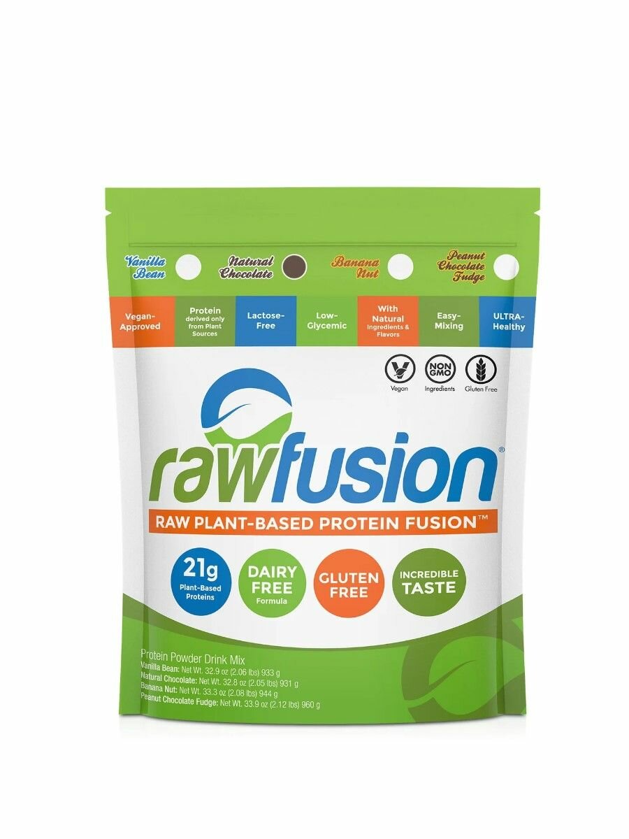 Растительный протеиновый комплекс, шоколад SAN Rawfusion 2Ibs, Natural Chocolate, для похудения и набора мышечной массы