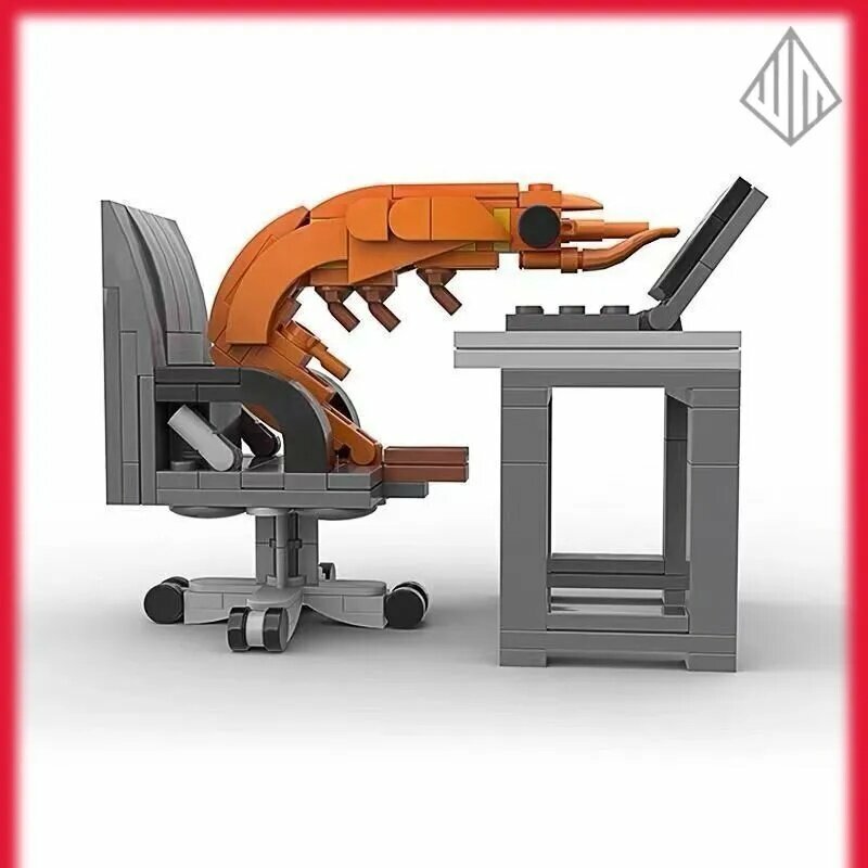 Пластиковый 3D-конструктор Креветка-мем , мини-кубики, развивающая головоломка для взрослых и детей, 100 деталей (Идеальный подарок)