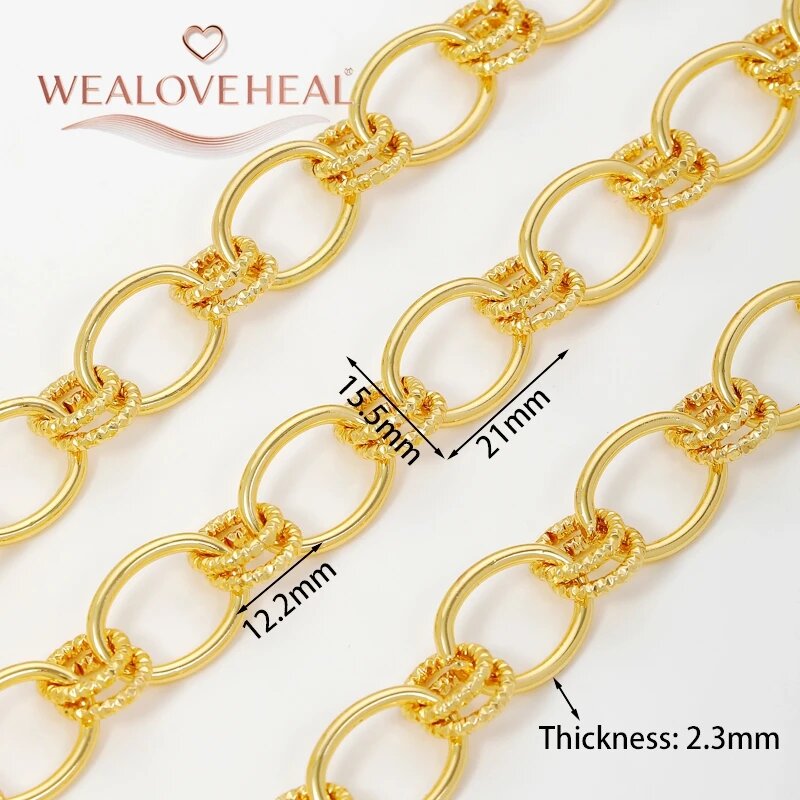 Цепочка для рукоделия, цепь латунь,2025 трендовая 18-каратная позолоченная металлическая большая овальная цепочка Rolo для изготовления ювелирных изделий, DIY Мужчины Женщины Ожерелье Браслет Ювелирные цепочки Фурнитура