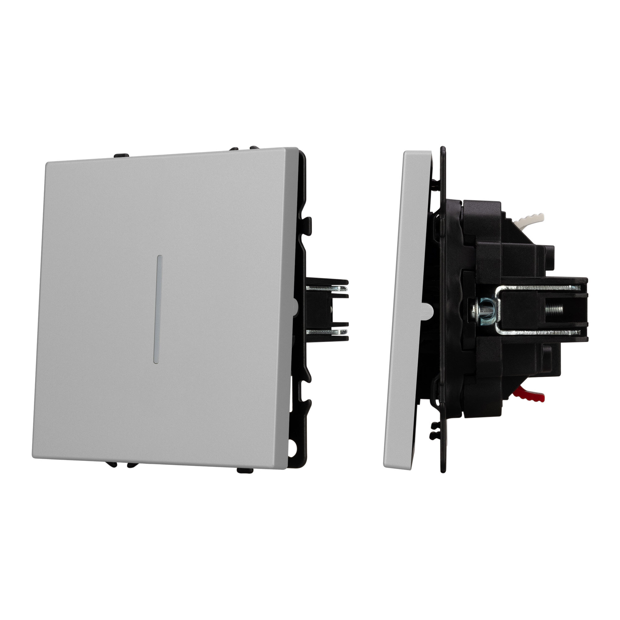 Механизм выключателя одноклавишный проходной LED SWT-NOBE-MKP1-SFPL-L-IS (230V, 10A) (Arlight, Никель) 059431