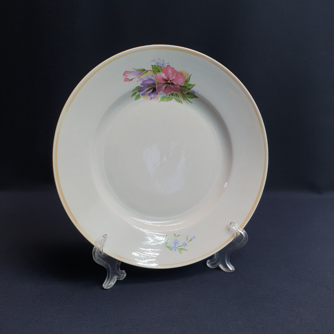 Десертная тарелка Дулево, фарфор деколь 20 см, винтаж СССР