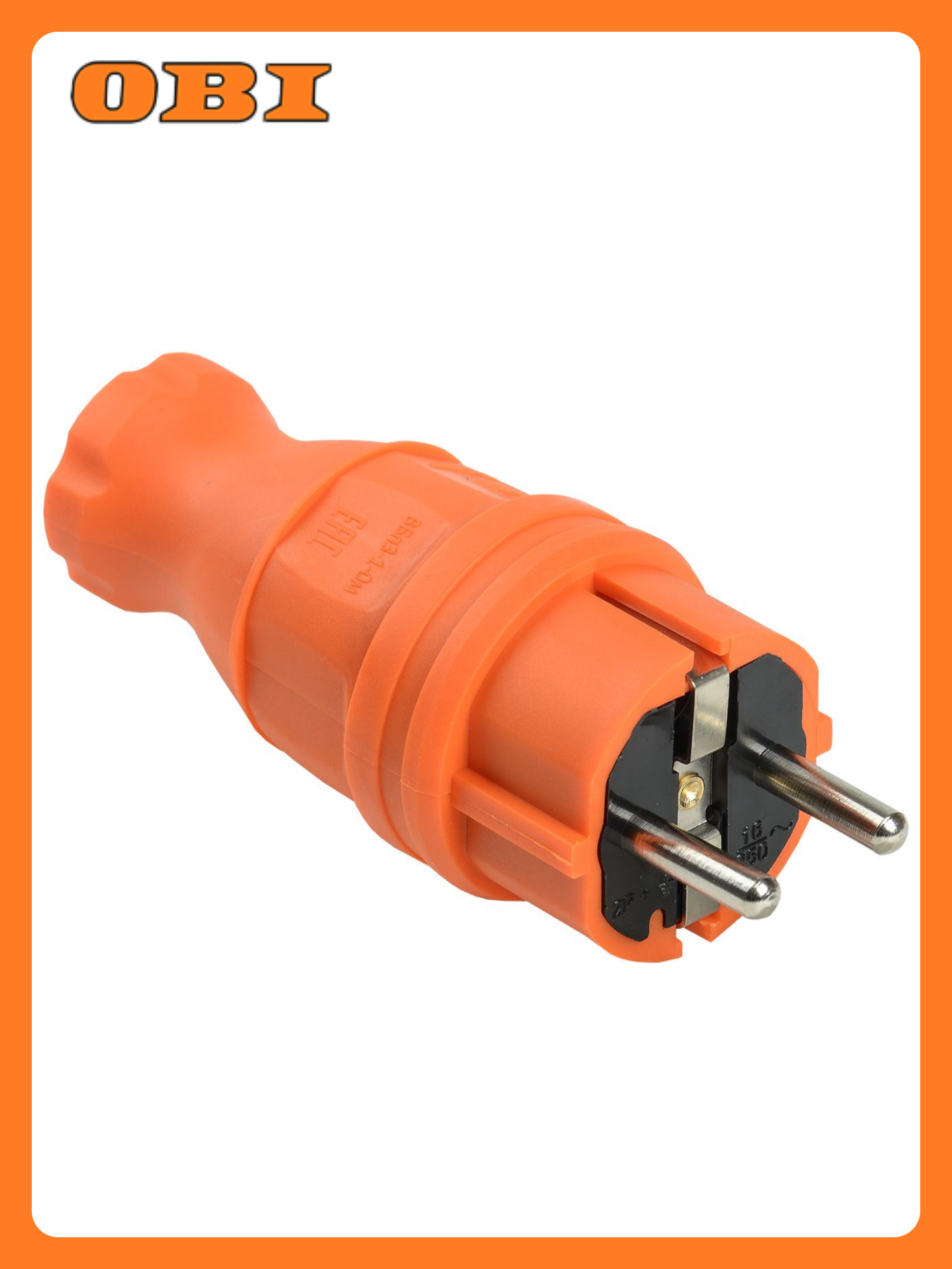 Вилка прямая IEK омега ВБп3-1-0м IP44 каучук оранжевая