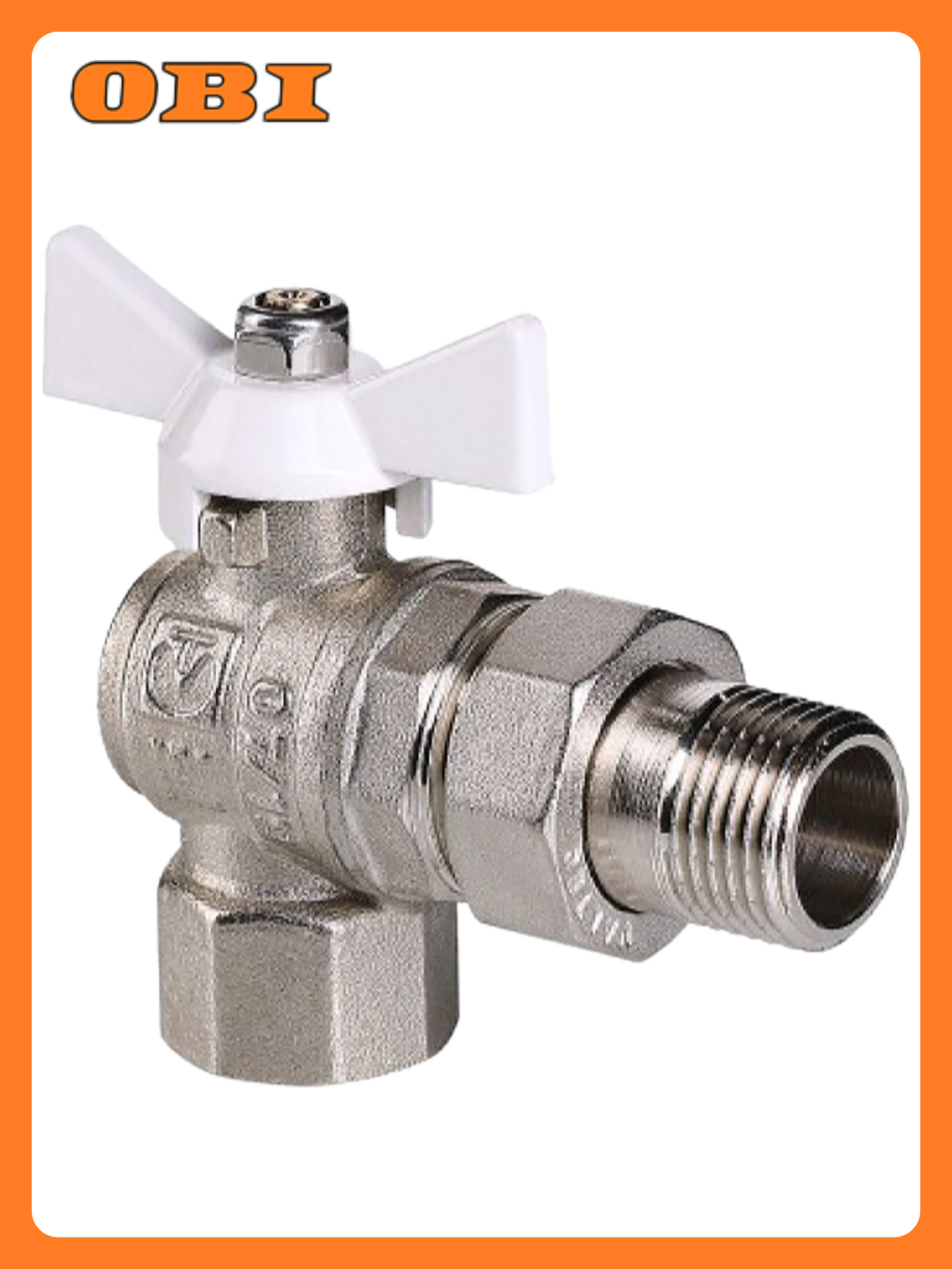 Шаровый кран VALTEC Base, латунь, никелированный, угловой, 3/4", серебристый