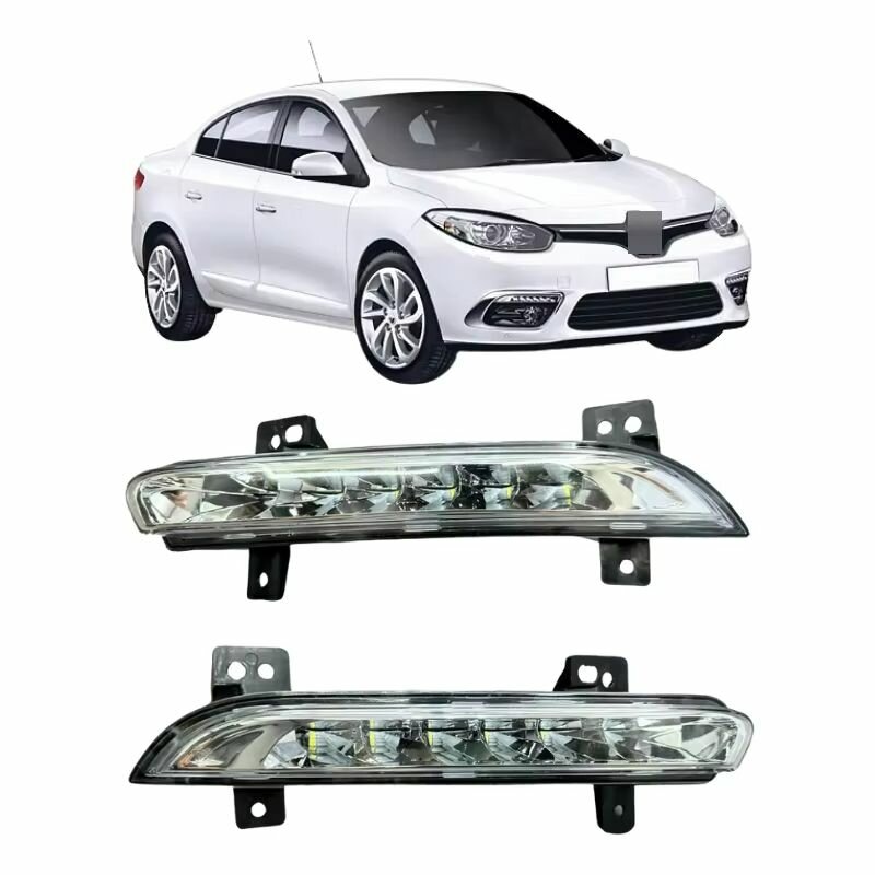 Передние светодиодные ДХО противотуманные фары для Renault Fluence 2014-2021, дневные ходовые огни, бамперные фары, 266057986, 266005976