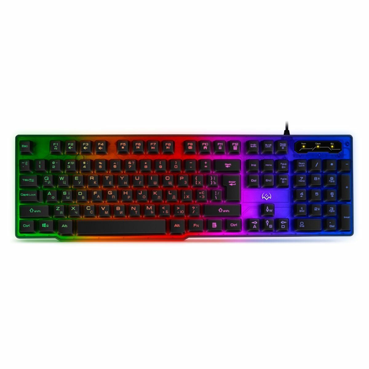Клавиатура Sven KB-G8500, USB, прозрачный корпус, подсветка, черный (SV-019709)