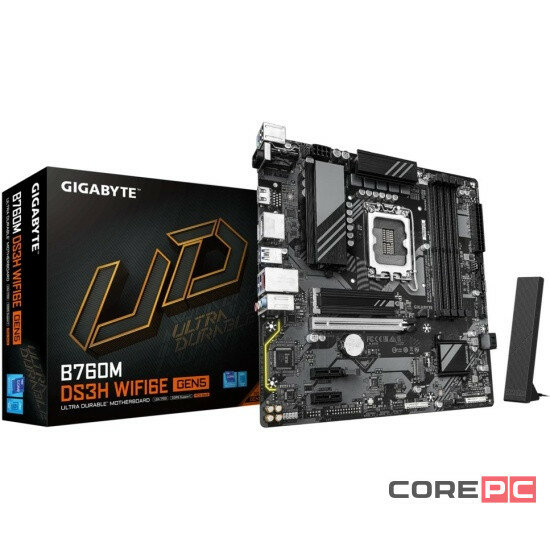 Материнская плата Gigabyte B760M DS3H WF6E GEN5, LGA1700, Intel B760, DDR5 DIMM