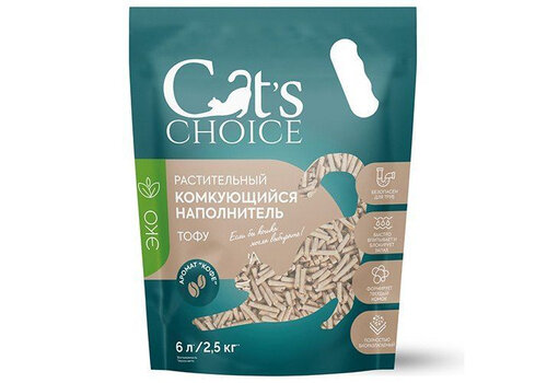 Наполнитель для кошачьего туалета Cat's Choice, тофу, комкующийся, 6л, 2.5 кг