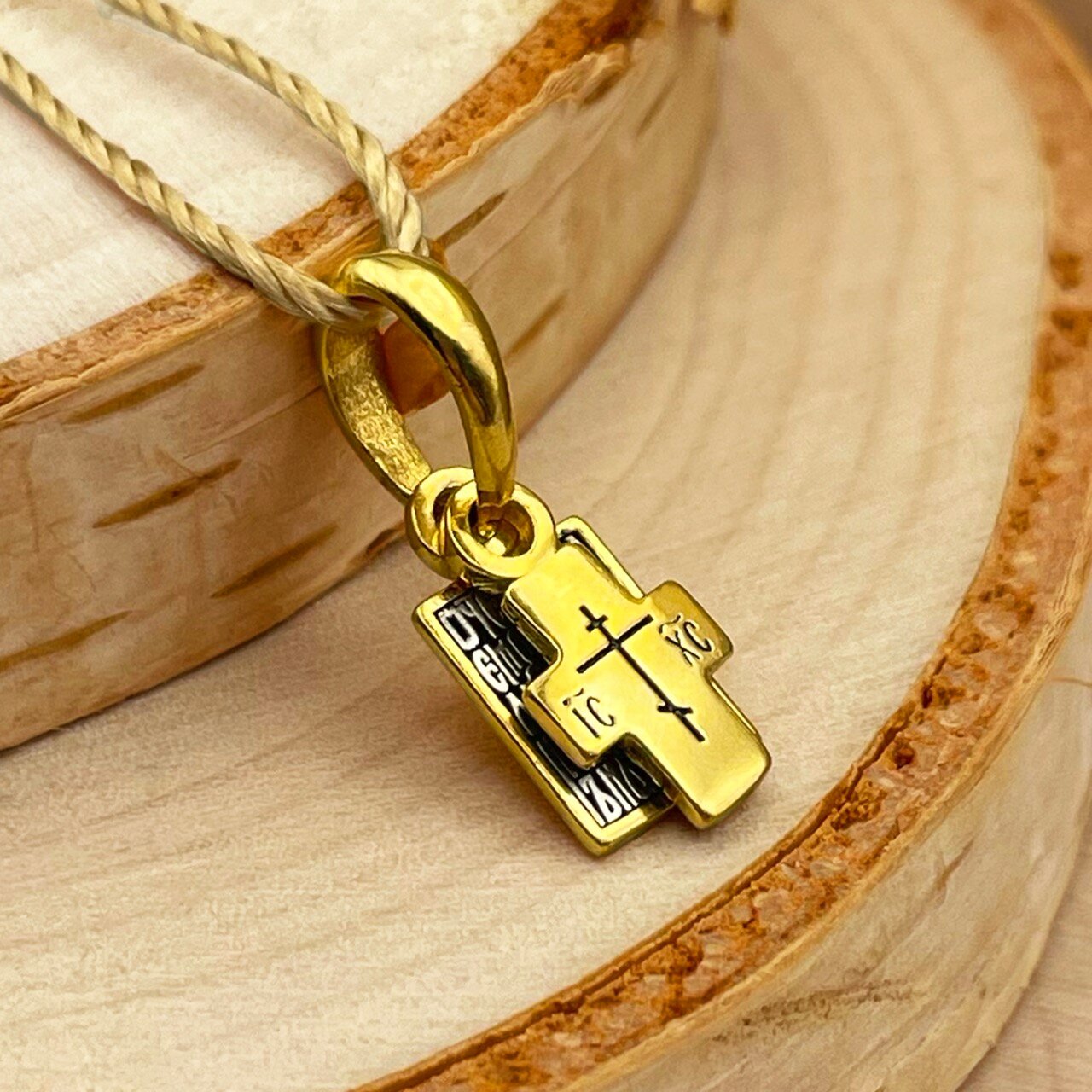 Крестик, серебро, 925 проба, чернение, оксидирование, золочение