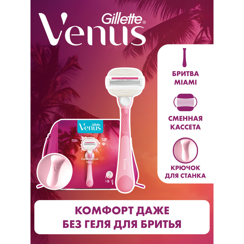 Женский набор Gillette Venus с бритвой Venus Miami и косметичкой