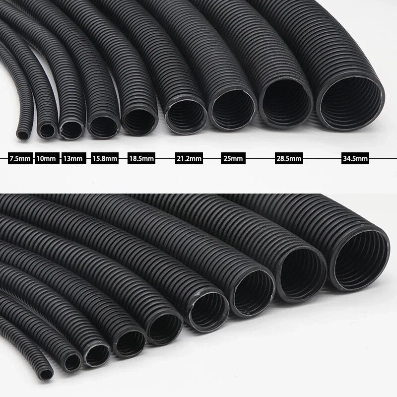 Гофрированная труба из полипропилена 7,5-34,5 мм черная Grey Closure, 1 Meter, AD 34.5 x ID 29mm