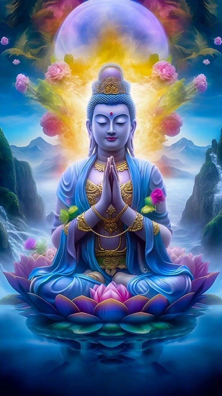 Алмазная картина "Религия, Буддизм, Будда" 5D круглый бриллиант 40х50 см