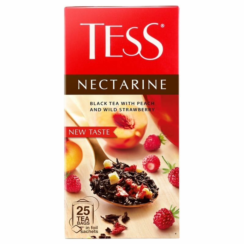 Tess Чай черный пакетированный Nectarine с персиком и земляникой, 25 пак х 1.5 г с/я
