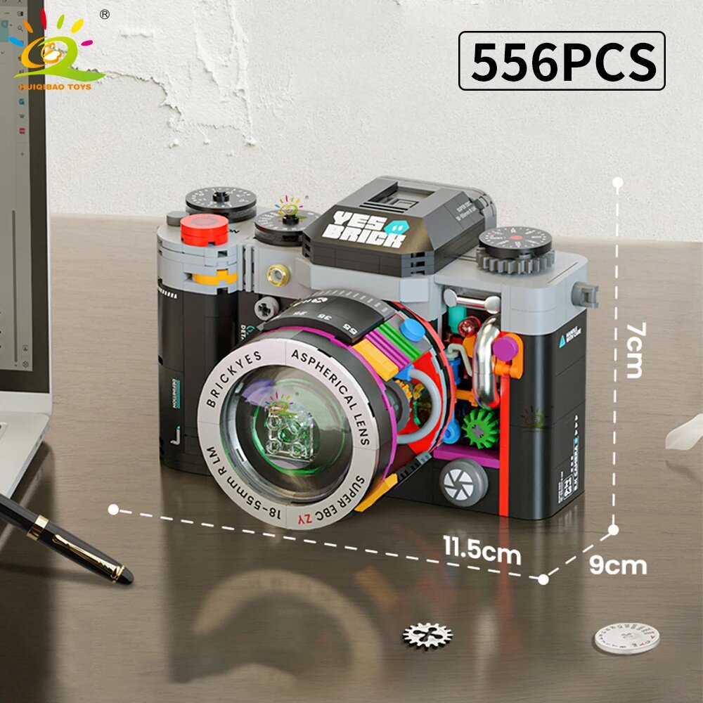 HUIQIBAO Ретро Модель Камеры Микро Строительные Блоки Мини-кирпичи Конструктор Детская Игрушка Декор Для Рабочего Стола Домаш.