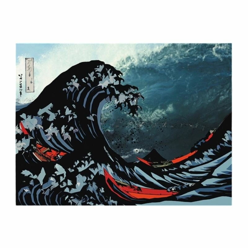 Ткань для украшения комнаты гобеленом в японском стиле-02 стиле серфинга с кисточкой-300x150 см