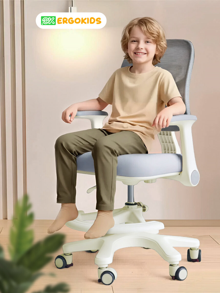 Растущее компьютерное детское кресло Ergokids Bambi Air Y-309 серое