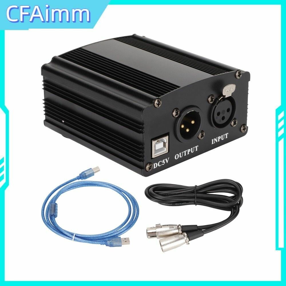 Фантомный источник питания 48 В, 1-канальный, с XLR и USB кабелями