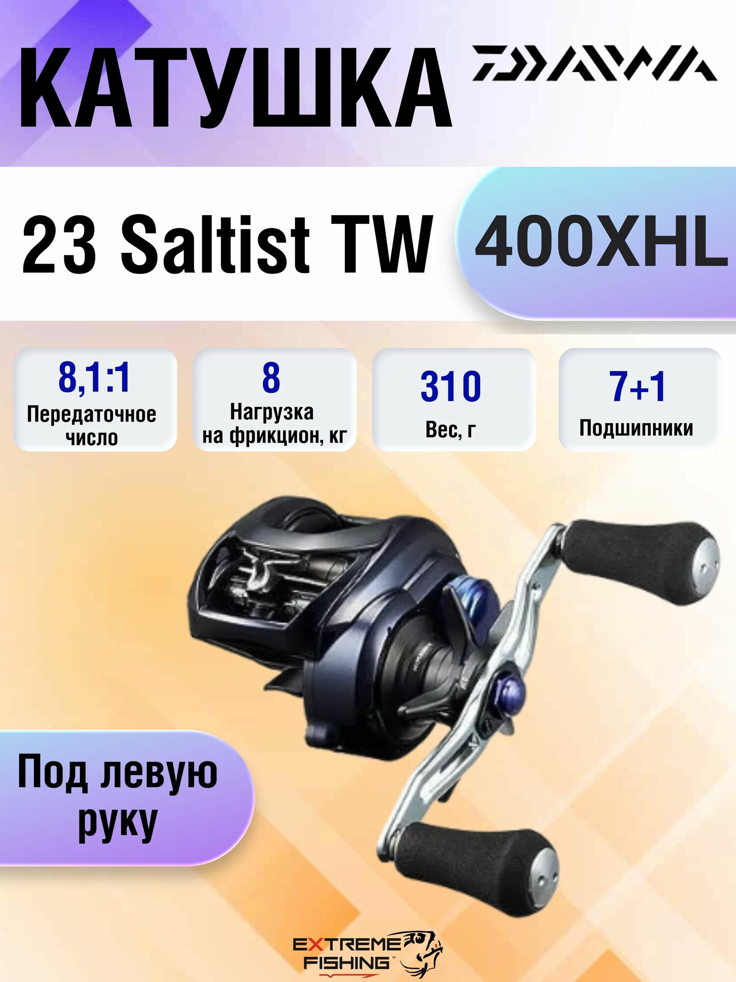 Катушка Daiwa 23 Saltist TW 400XHL PE SP, для спиннинга, мультипликаторная