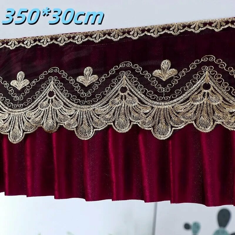 Ламбрекен для штор самоклеящийся, без сверления, короткий, тканевый с кружевом, в европейском стиле