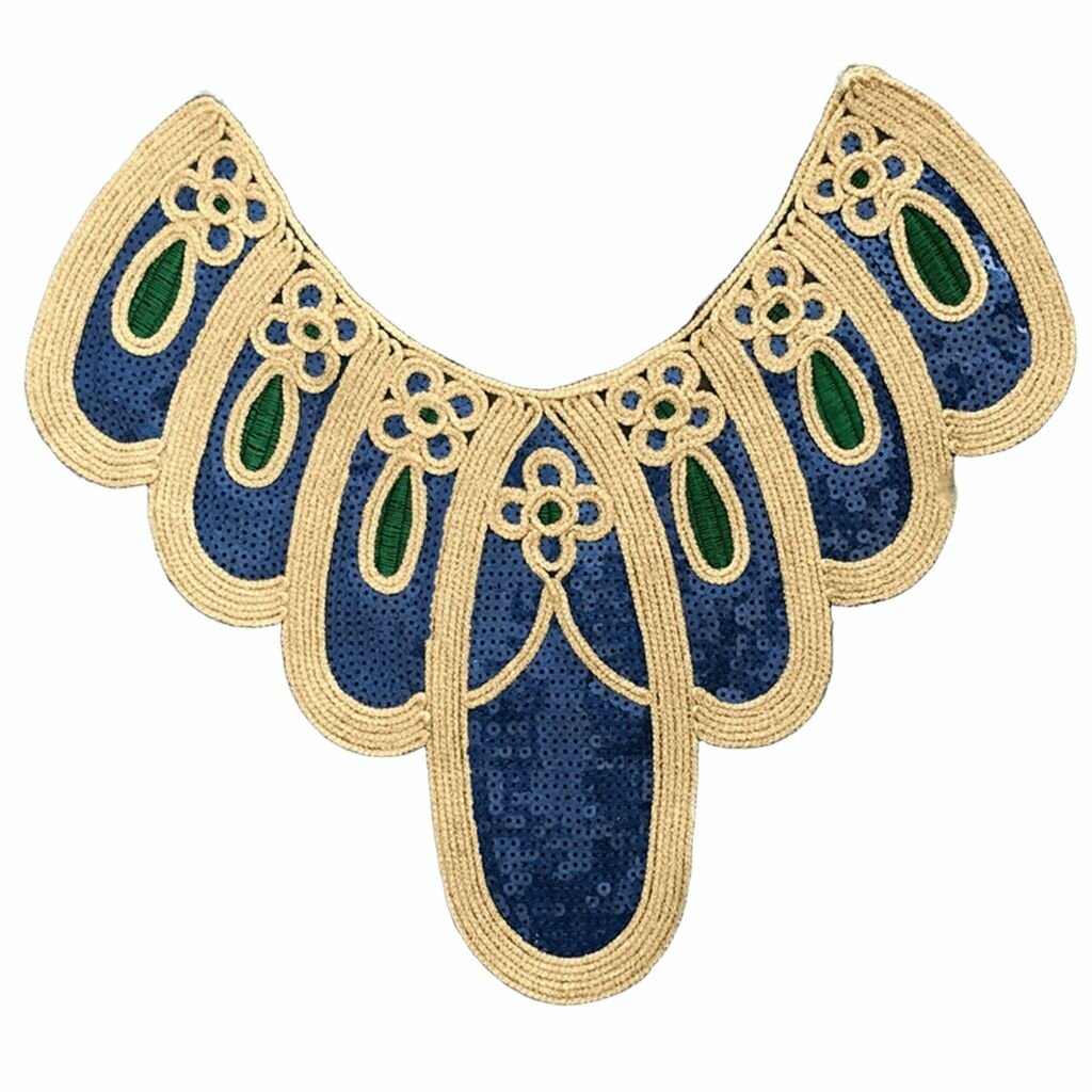 Элегантный вышитый кружевной воротник, декольте, аппликации, отделка с блестками, пришивные нашивки в этническом стиле для модных женщин