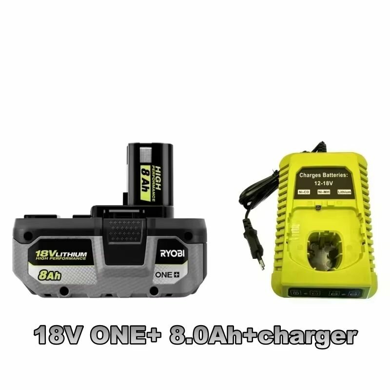 RYOBI ONE + 8.0Ah Высокопроизводительная литиевая батарея 18 В без эффекта памяти, с низким уровнем саморазряда, для всех инструментов ONE + P104, P107