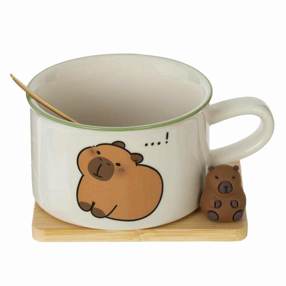 Кружка с ложкой на подставке, 280 мл, 12,5х10х7 см KSM-819305