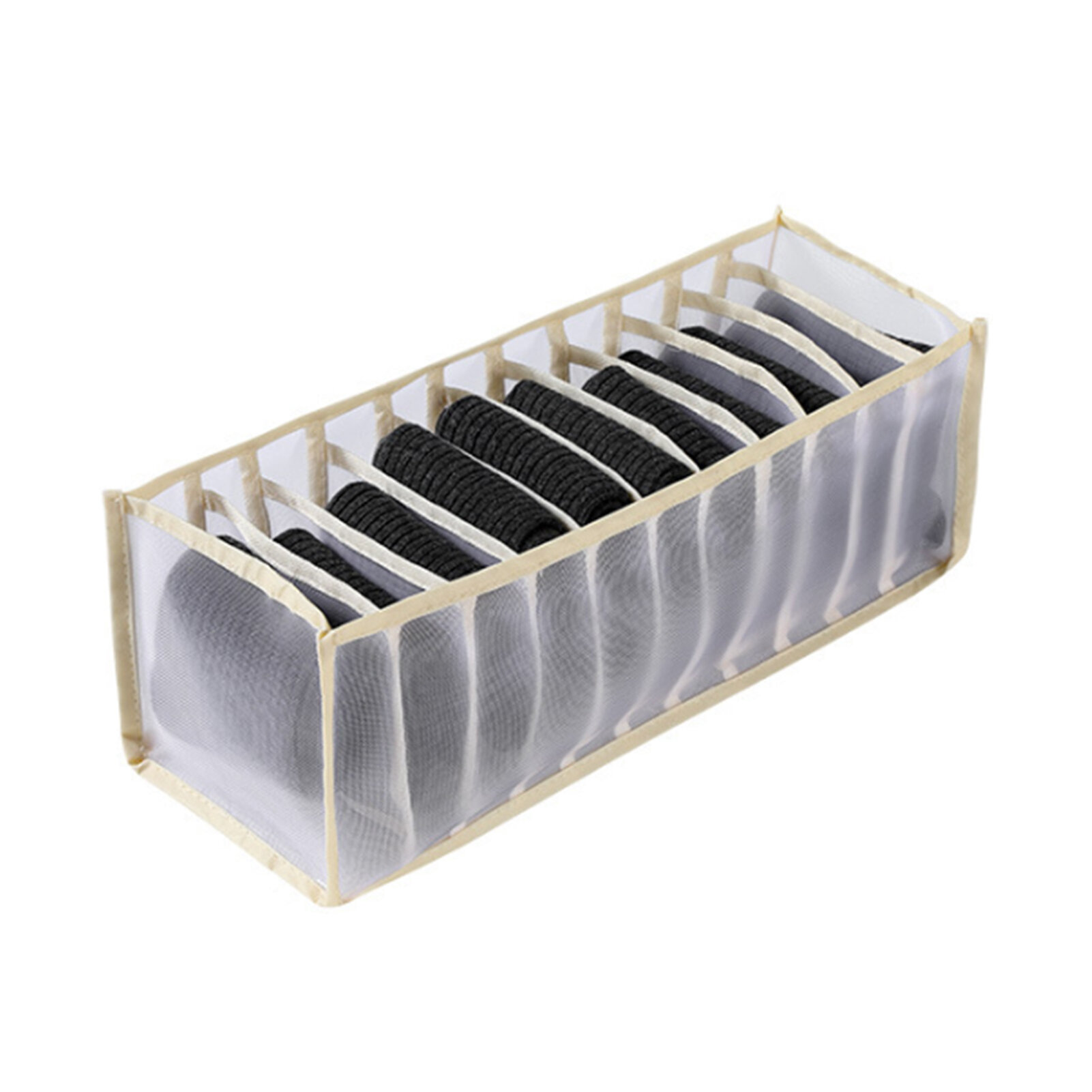 Коробка для хранения нижнего белья складная для дома, разделитель ящика для хранения, сетчатый органайзер для нижнего белья/бюстгальтеров/носков, материал: гренадин, тип: 1# (6 ячеек для бюстгальтеров), 2# (7 ячеек для трусов), 3# (11 ячеек для носков),