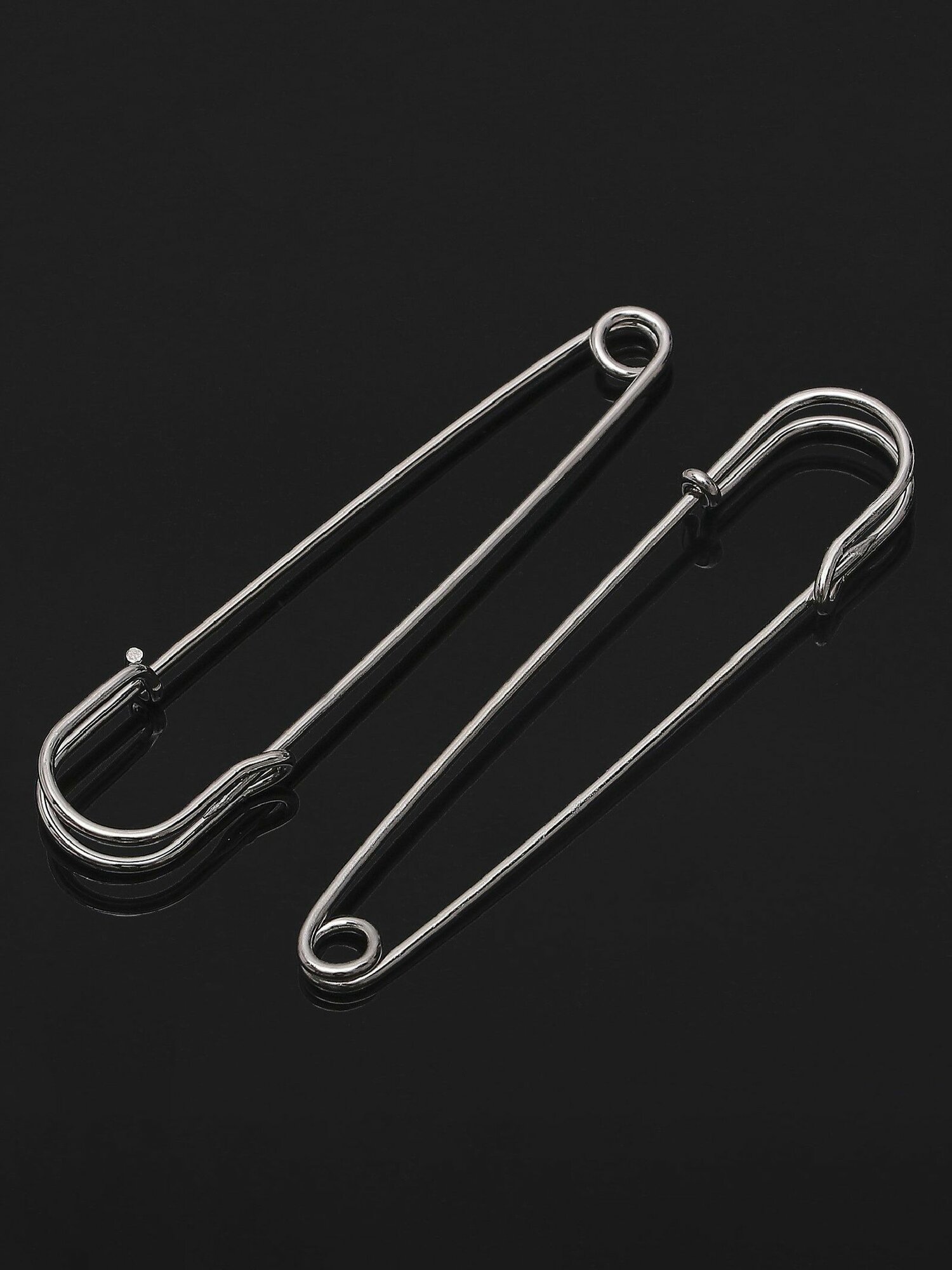 Булавка, бижутерный сплав, 8х1.5см, набор 2шт, серебристый цвет